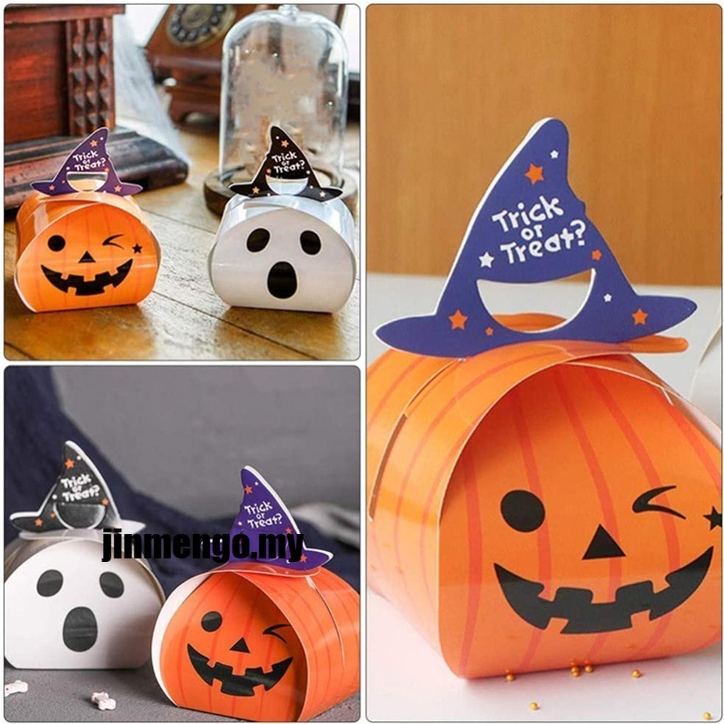 Halloween Candy Box “Trick or Treat ” Pumpkin Ghost Cookies Goodie ...
