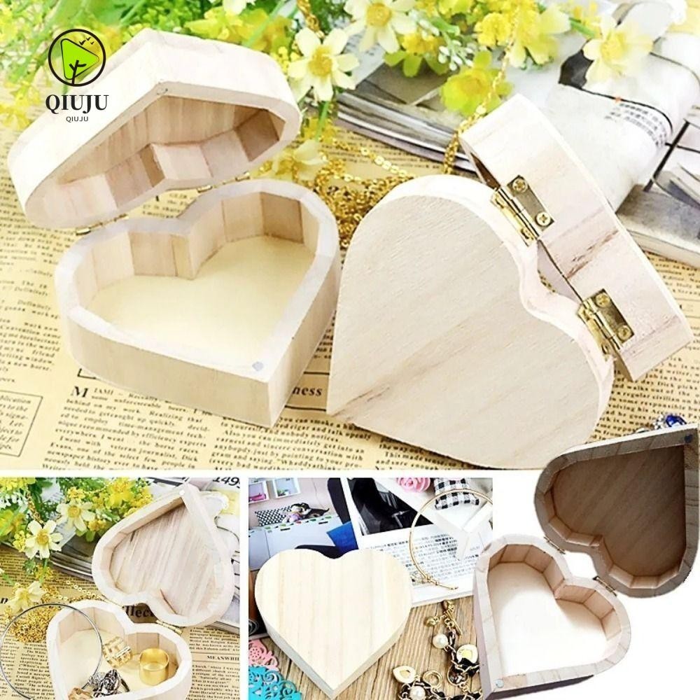 QIUJUU Wooden Organizer, Orginal Heart Shape Wood Storage Box, Retro ...