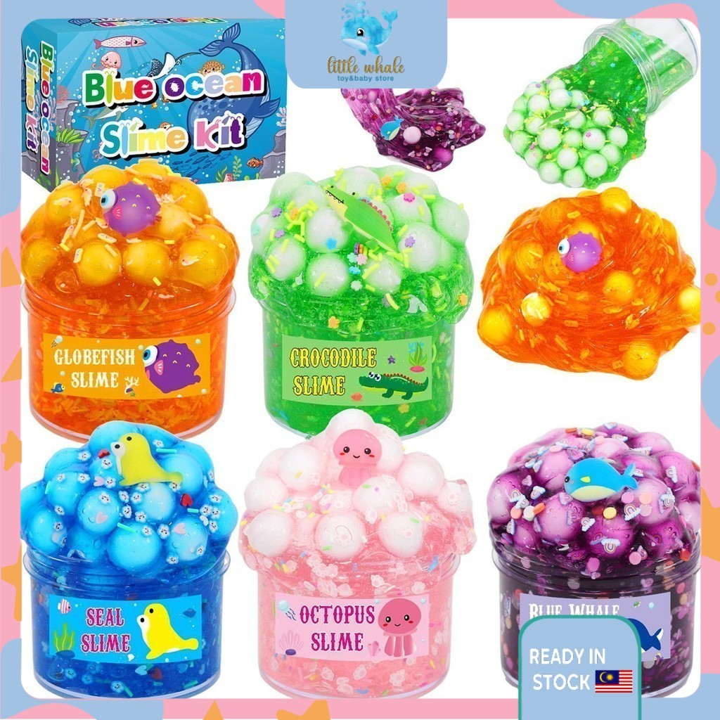 🐳Jelly Cube Slimes Kit Fluffy Slimes Kit with Sparkling sequins Sticky ...