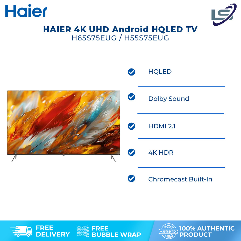 HAIER 50"/55"/65" 4K UHD Android HQLED TV H50S75EUG/H55S75EUG/H65S75EUG ...