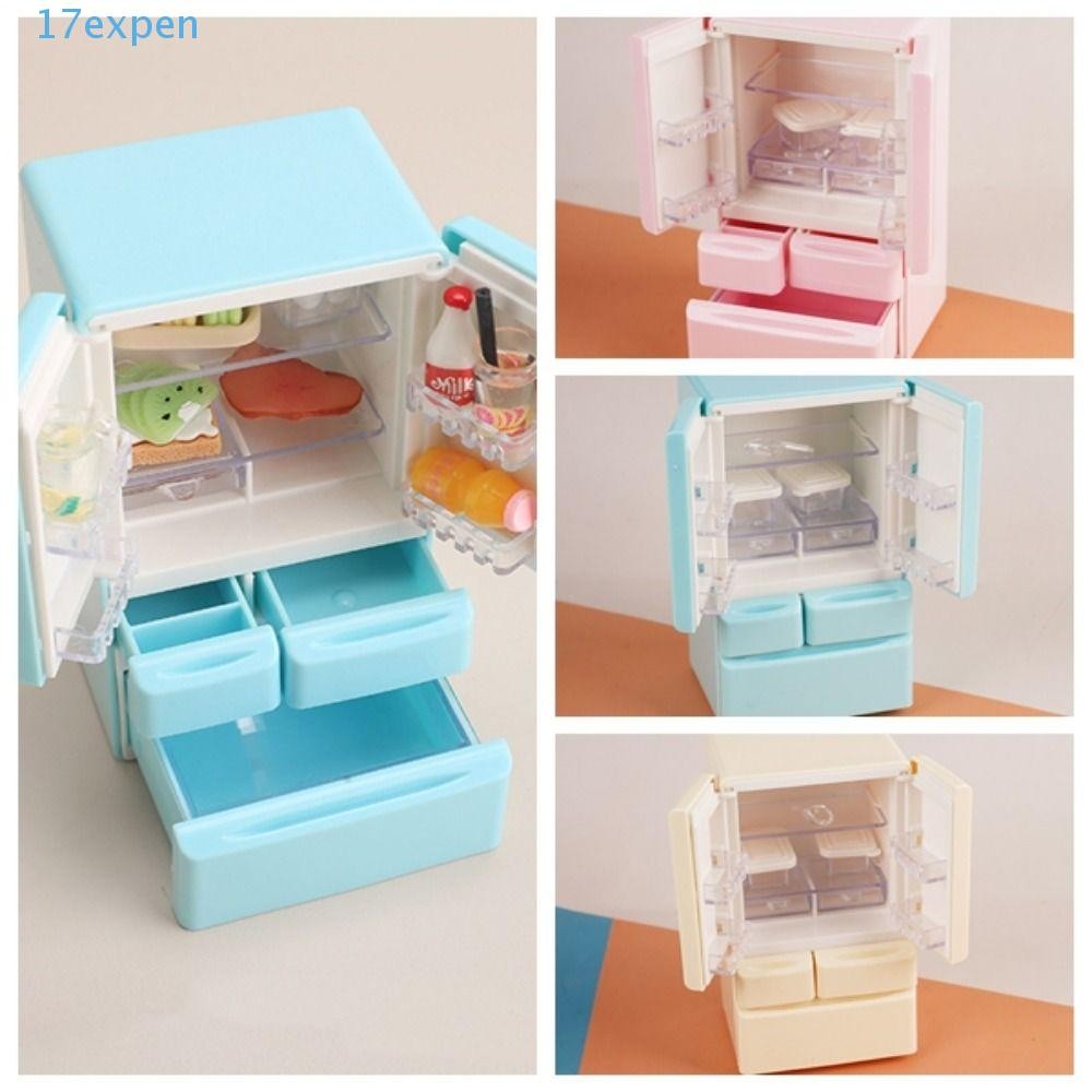 EXPEN Dollhouse Miniature Fridge, Mini Three Layers Mini Kitchen ...