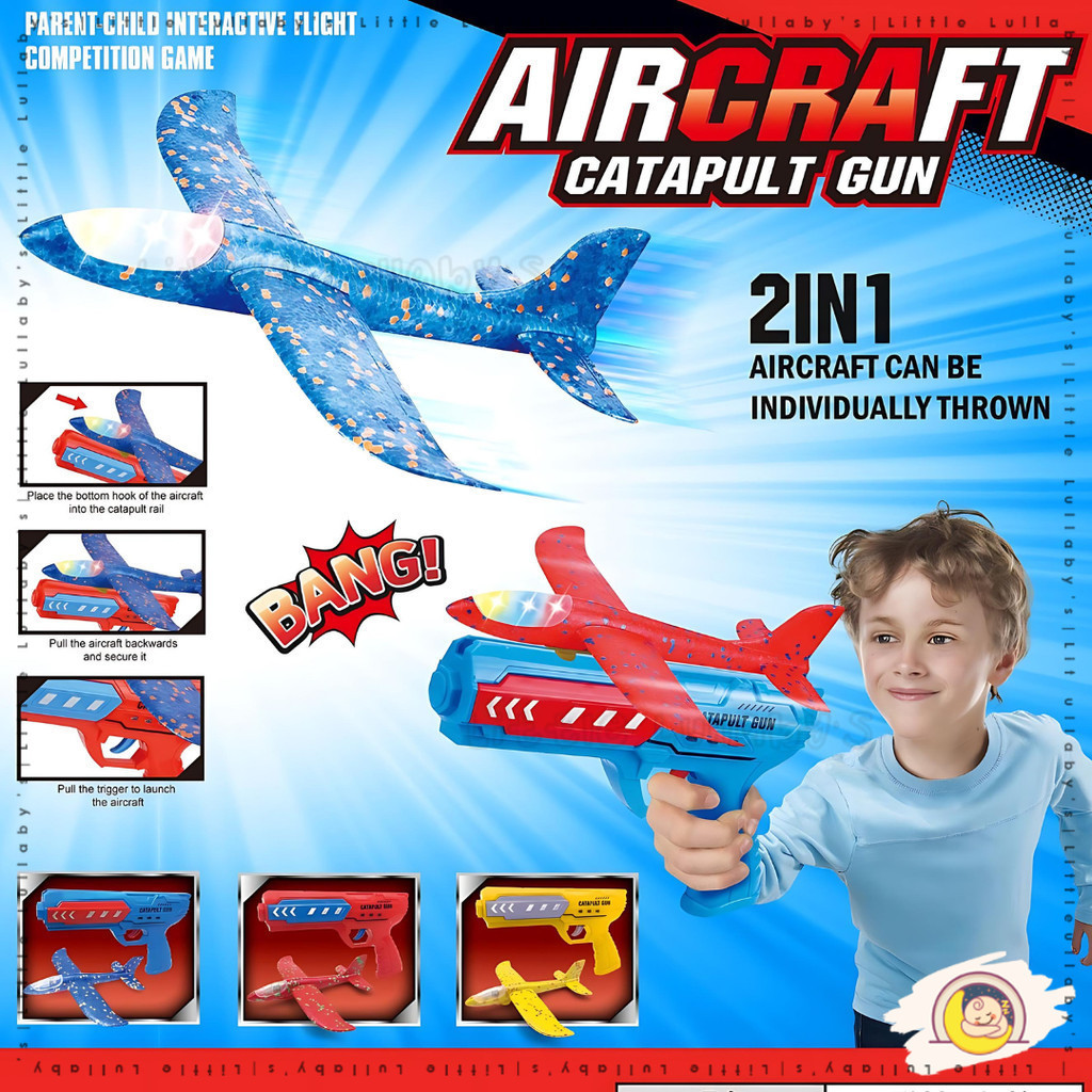 Kids Toy Airplane Launcher Toy Gift Outdoor Glider Flying Plane Mainan ...