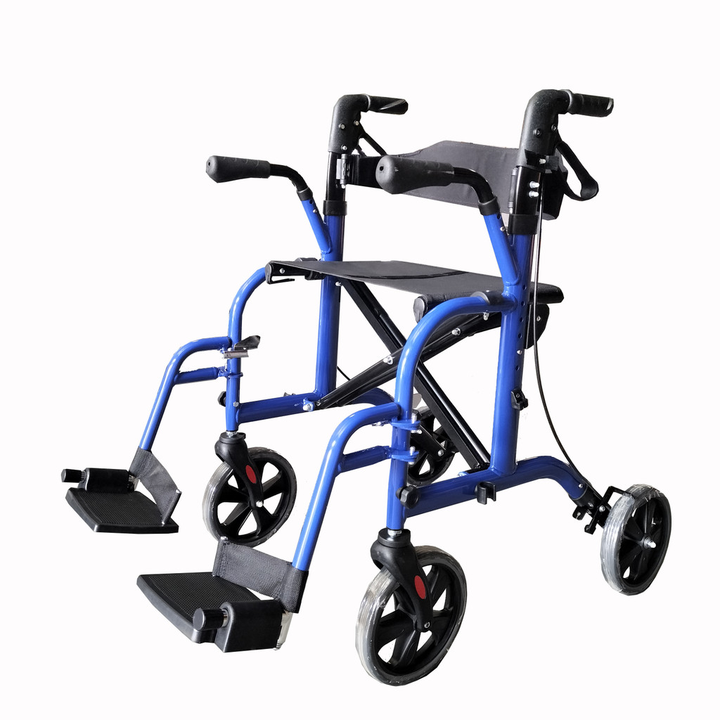 2 in 1 Folding Transport Wheelchair & Rollator Walker With Armrest And ...