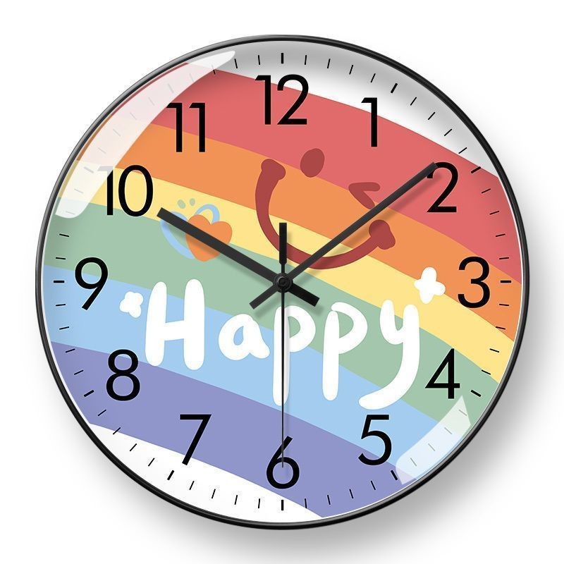 Rainbow smiley face wall clock living room clock c Rainbow smiley face ...