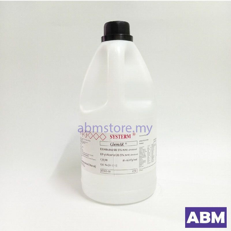Ethanol Absolute 99.8% Denatured CP / AR Systerm (2.5 Litre), CAS No 64 ...