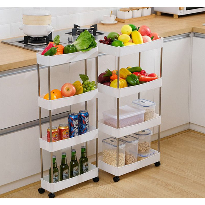 2/4 Tier Narrow Gap Space Kitchen Trolley Storage Rack Organizer ...