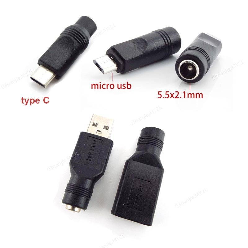 DC Female power Jack 5.5*2.1mm To USB 2.0 Male mirco type c Plug Female ...