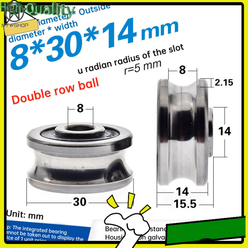 1 Piece 8*30*14mm Rolling Bearing Pulley/Iron Wheel, U Grooved Wheel ...