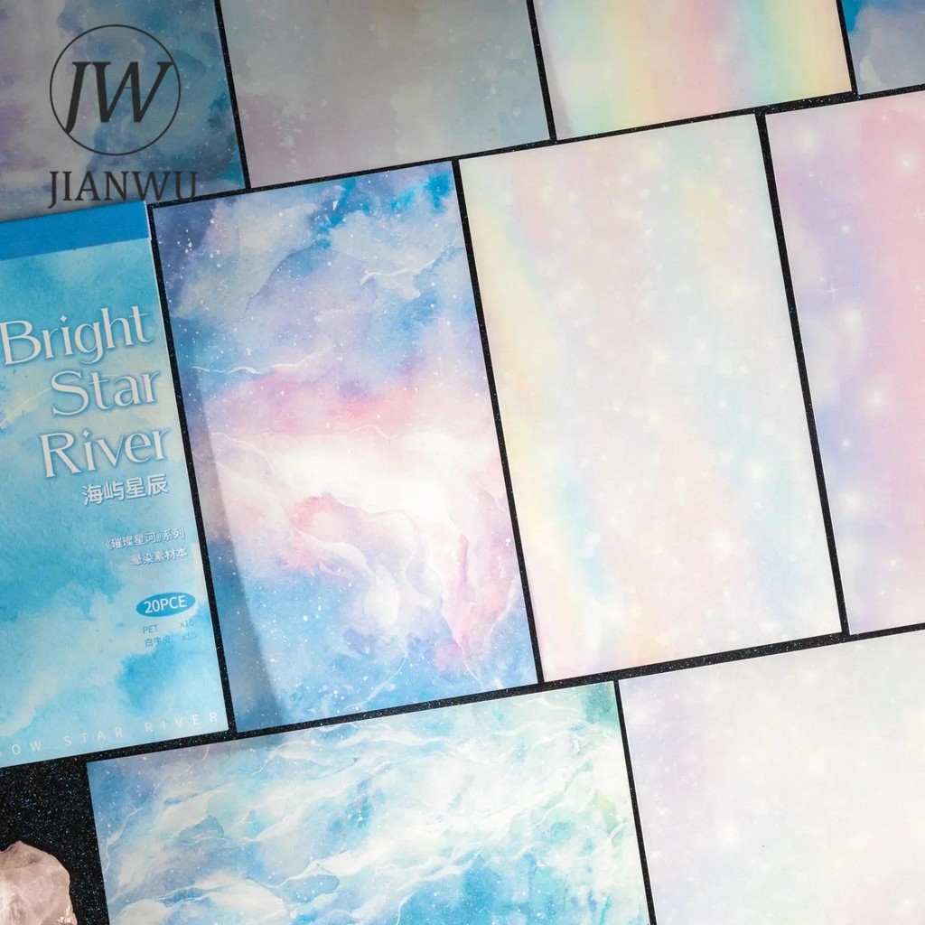 JIANWU Bright Stars Series Literary Watercolor Smudge Collage Decor Material Paper Creative DIY ...