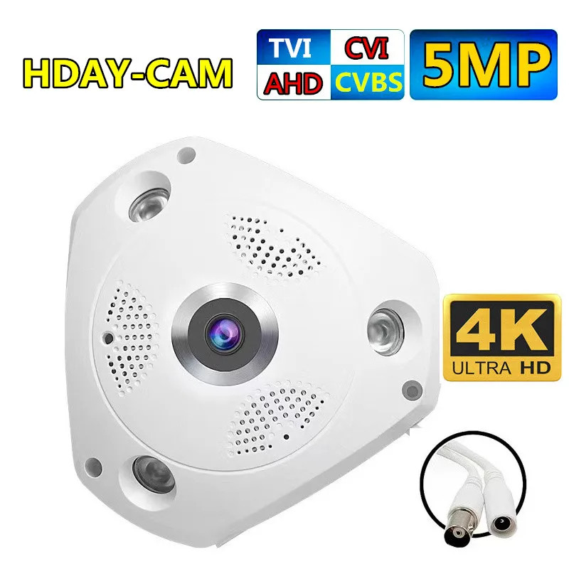 TVI 4K 8MP Fisheye AHD CCTV Camera Indoor 1.7mm Wide Angle 180 Degree ...