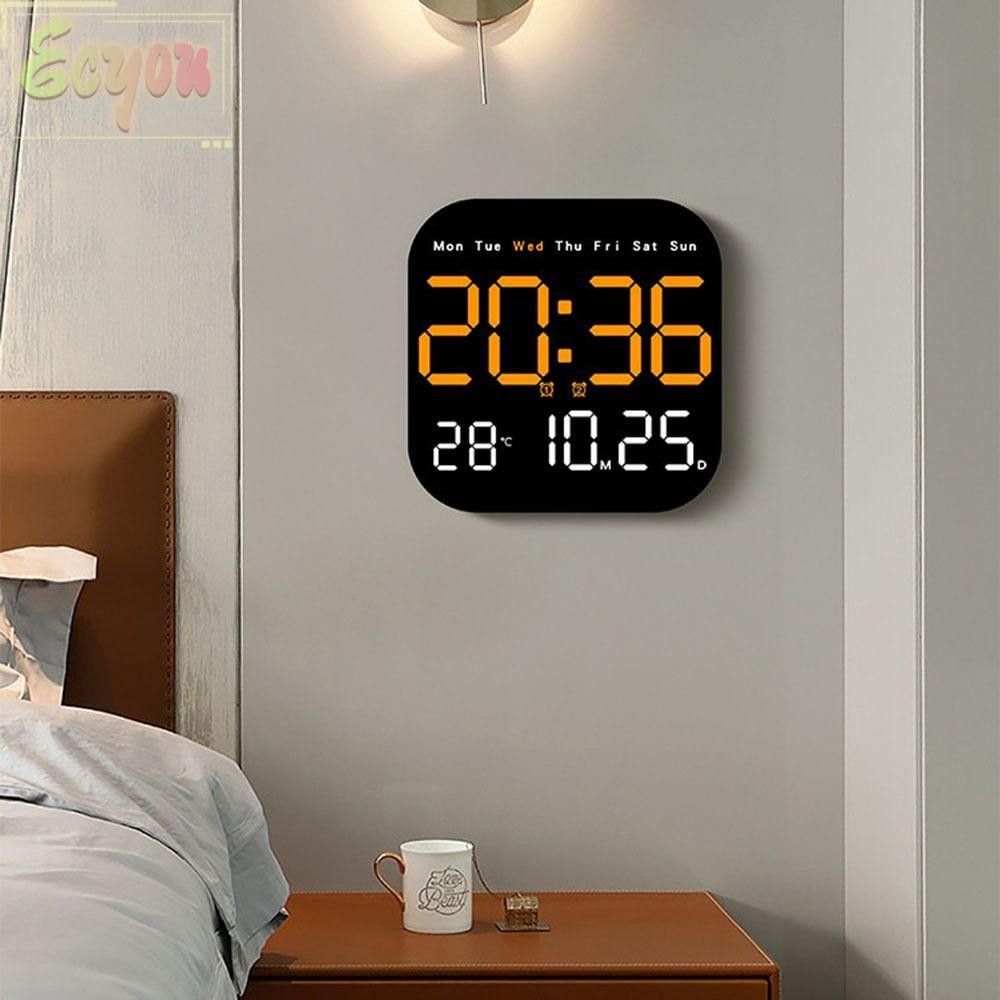 ECYOU Electronic Wall Clock, Wall-mounted Multi-functional Digital LED ...