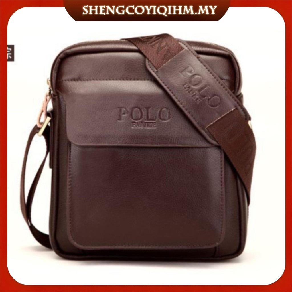 POLO Genuine Leather Men's bag Shoulder Bags Business Casual sling bag ...