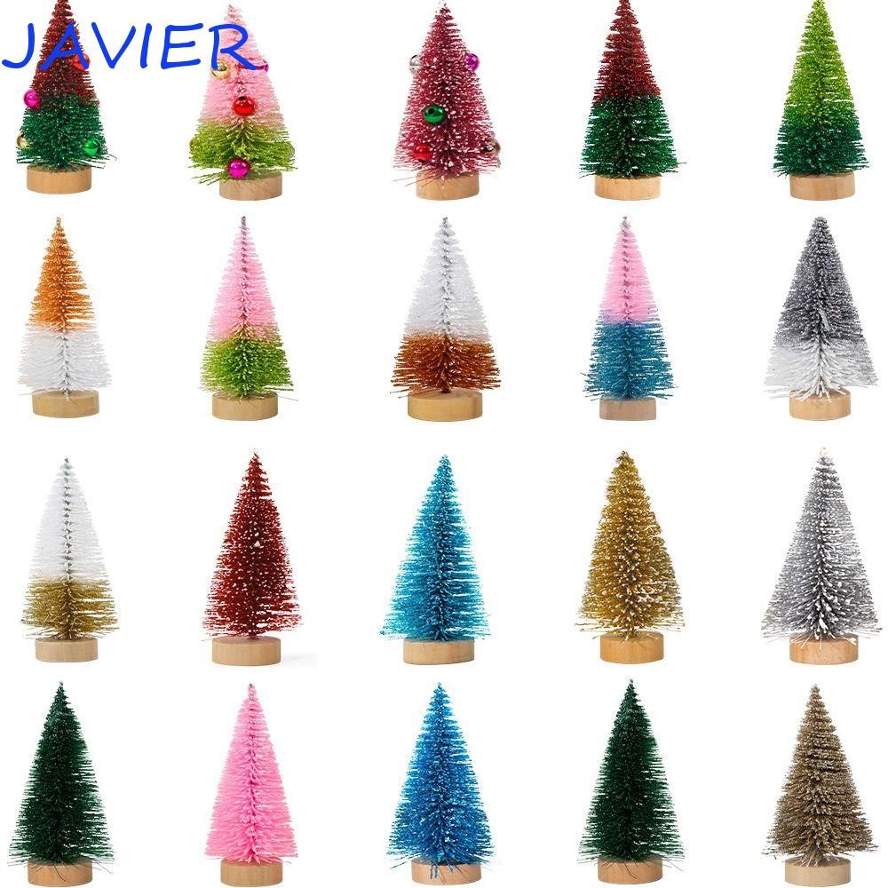 JAVIER 4pcs Christmas Small Cedar, Plastic Colorful Mini Christmas Tree ...