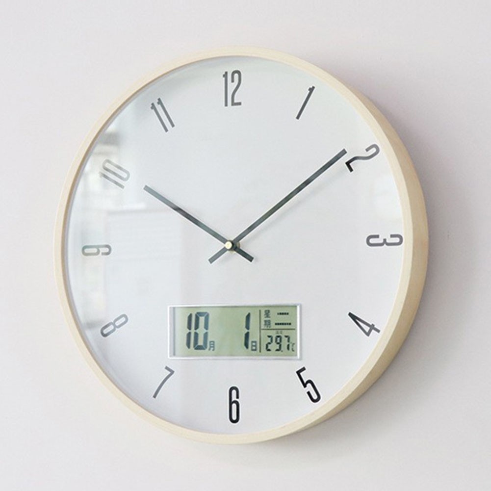 (MULSTORE) LCD Digital Wall Clock with Perpetual Calendar Temperature ...