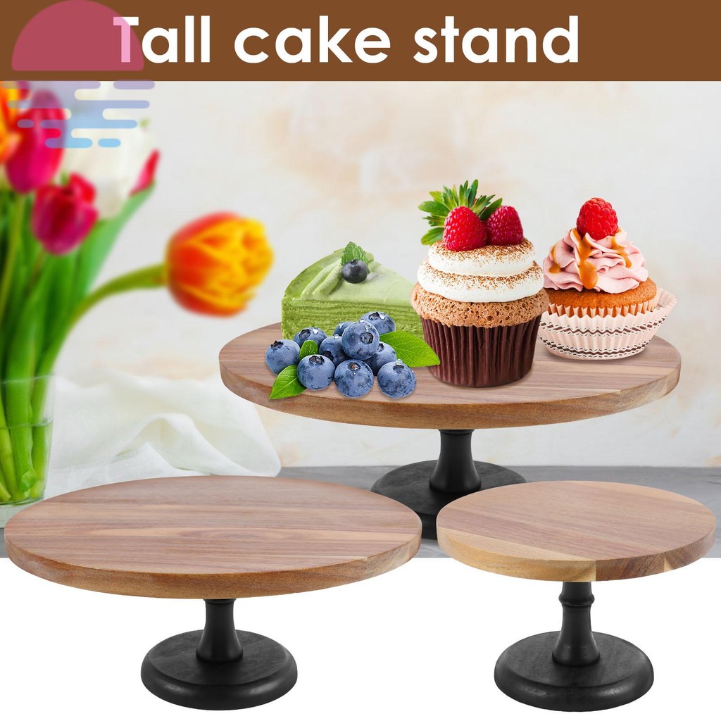 Cake Stand Footed Cake Display Stand Wood Cupcake Pedestal Stand ...