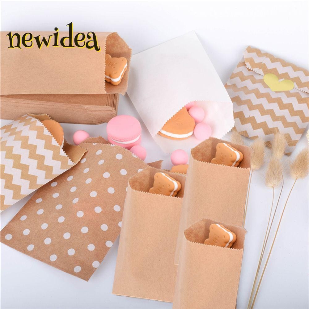 NEWIDEA 15CM*10CM 50pcs Kraft Paper Bag Birthday Wrapping Supplies Wave ...