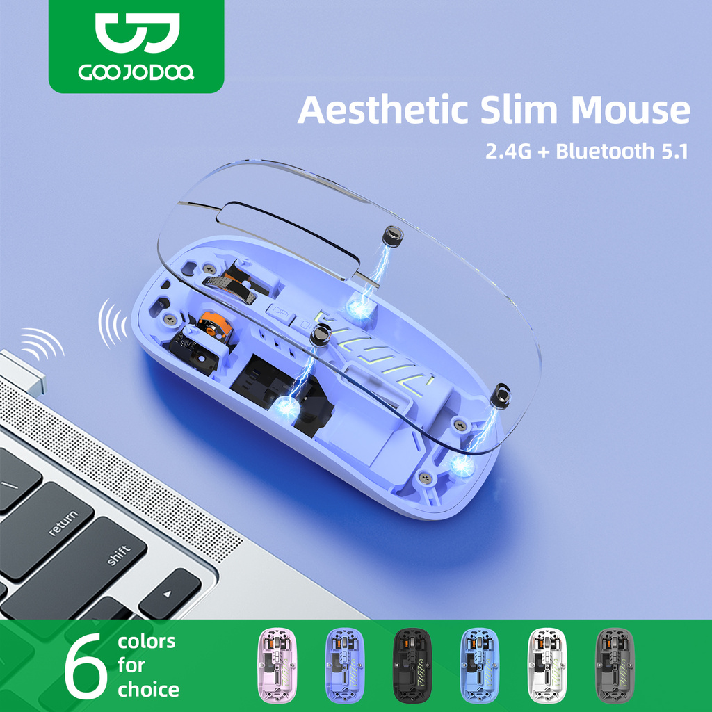 GOOJODOQ wireless mouse 2.4G+Bluetooth 5.1 dual-mode body slim with 3 ...