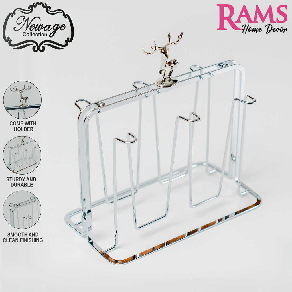 Newage Metal Glass Stand Holder / Rak Gelas Besi dengan / Alas Tempat ...