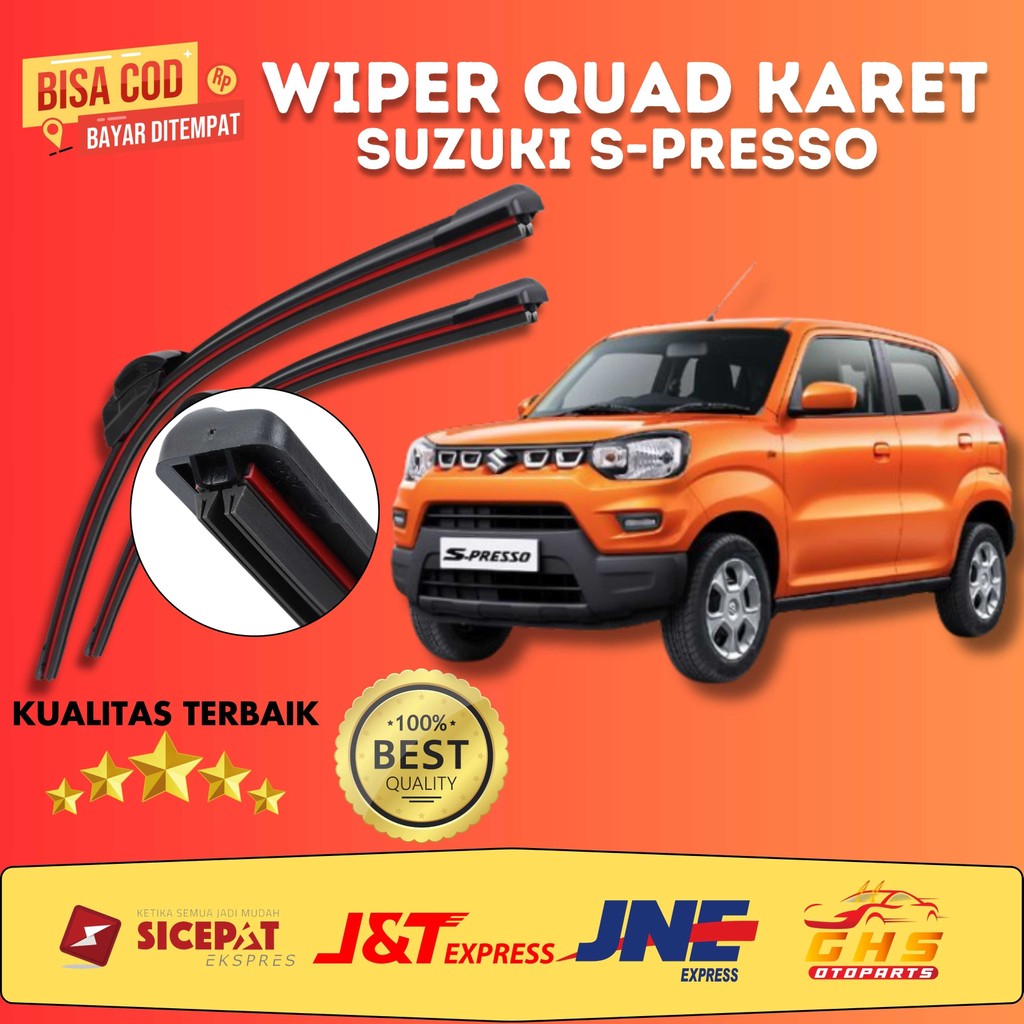 Quad Blade Wiper for Suzuki S-Presso Spresso Frameless 4 Layer Rubber ...