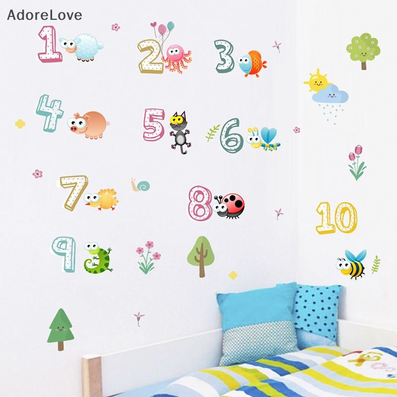 ADL Cute Animals With Arabic Numbers Wall Stickers For Kindergarten ...