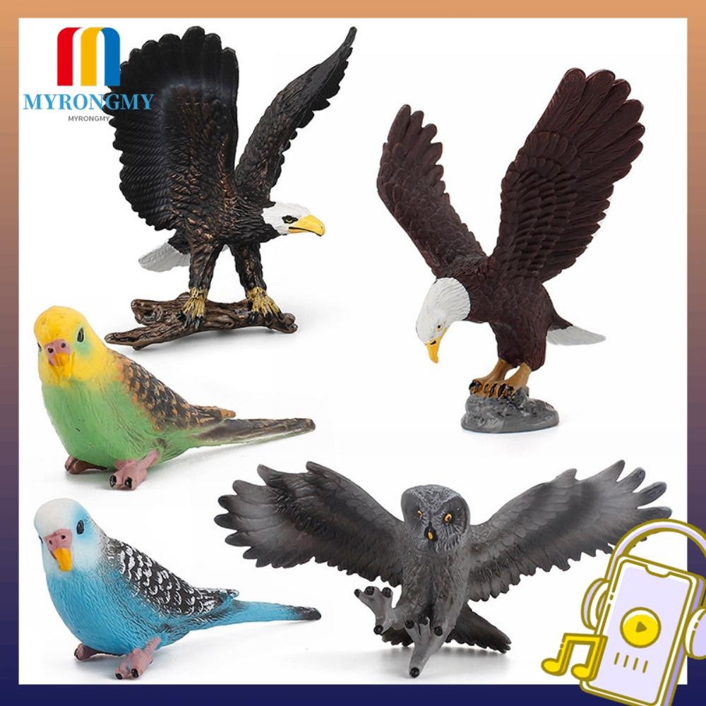 MYRONGMY 1/2/5Pcs Bird Animals Figurines, Bald Eagle Parrot Simulation ...