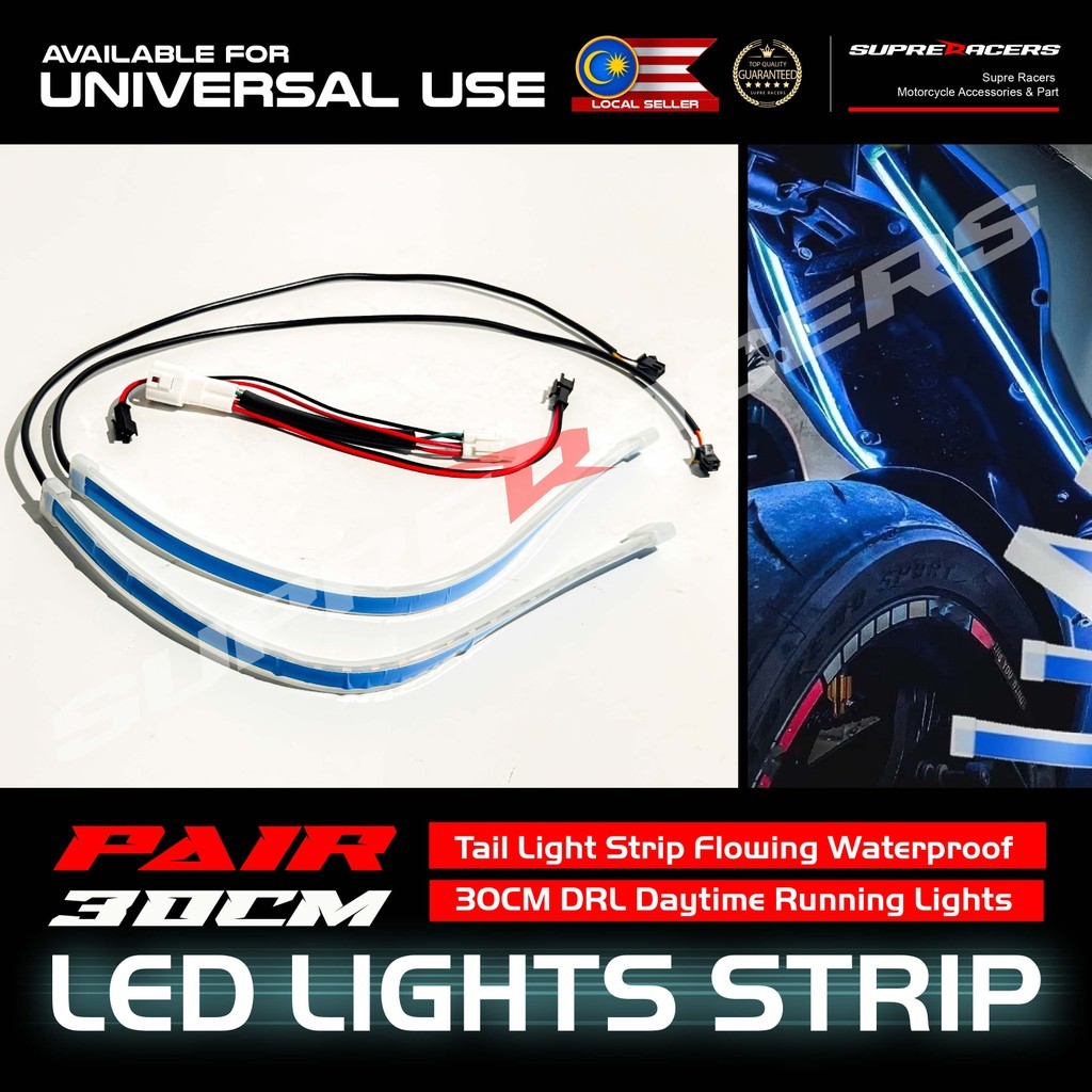 LED Lights Universal Use Motorcycle 30CM DRL Daytime Running Lights ...