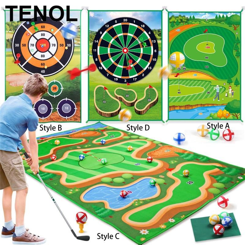 TENOL Golf Game Mat Set Golf Hitting Mats Golf Swing Trainer for Indoor ...