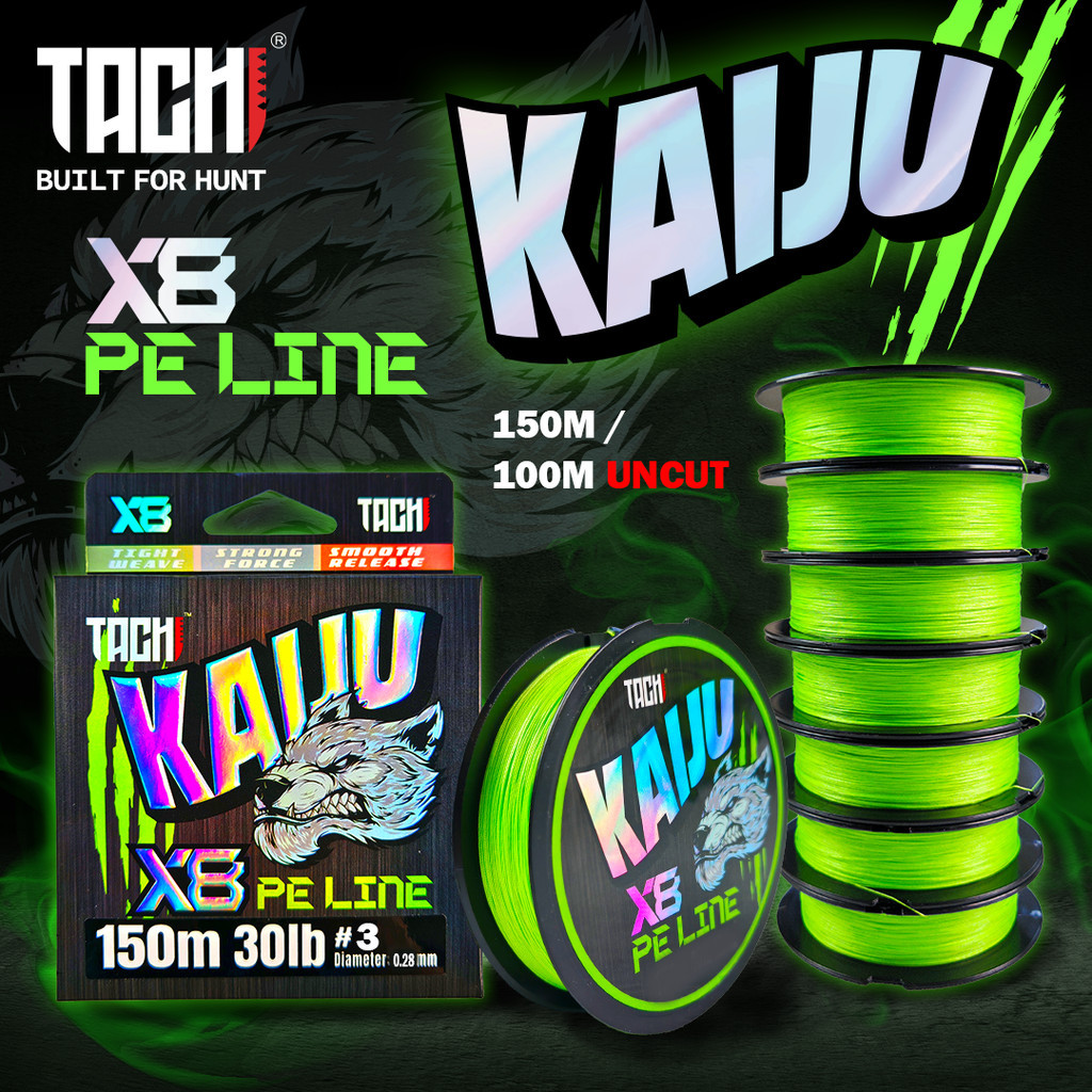 TACHI KAIJU PE 8X Braided Line 100M 150M 10-60lbs Ultra Strong Fishing ...