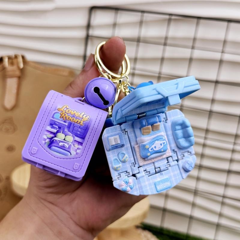 AY Cute Cartoon 3D Folding Popup Keychain School-Theme Miniature ...
