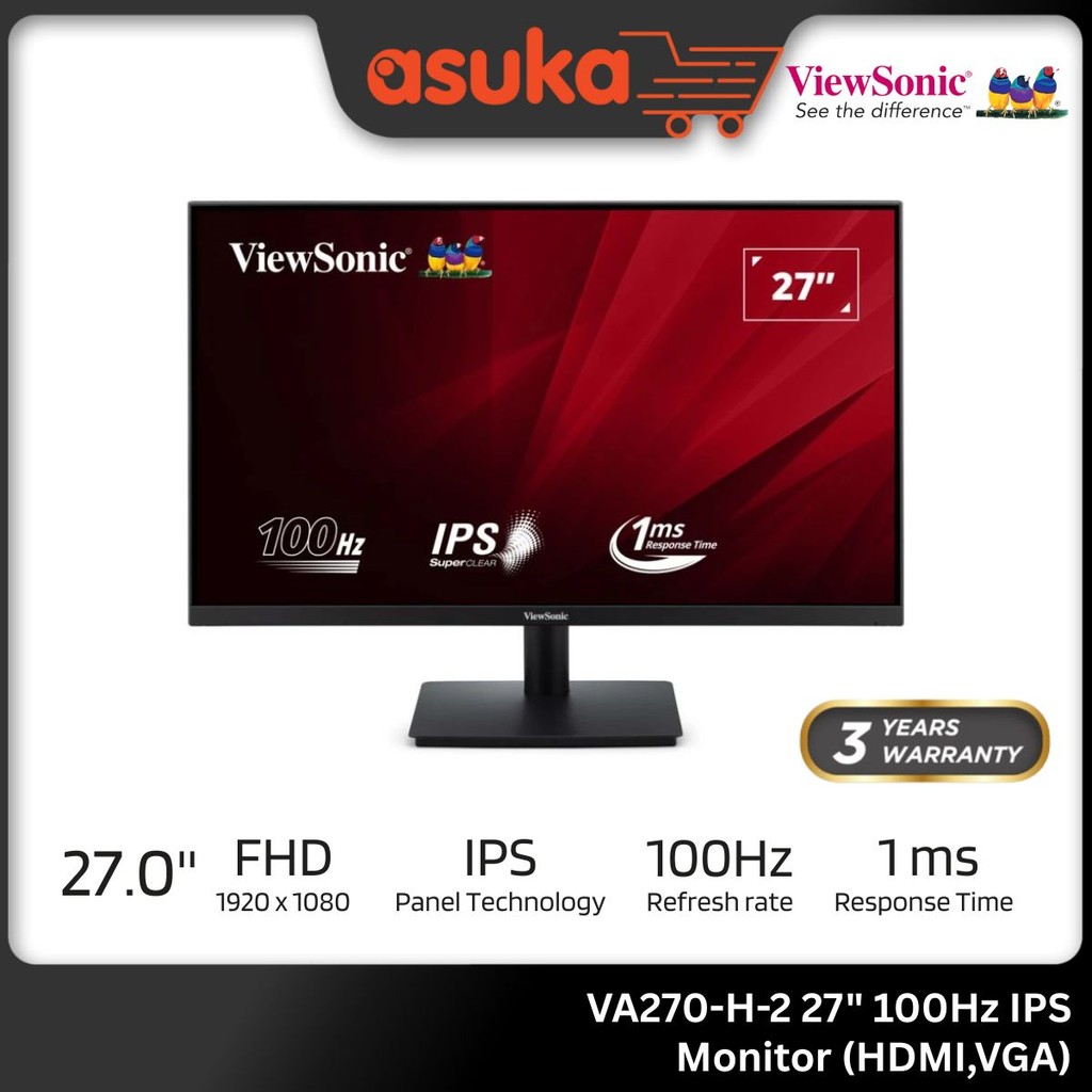 Viewsonic VA270-H-2 27" 100Hz IPS Monitor (HDMI,VGA) | Shopee Malaysia