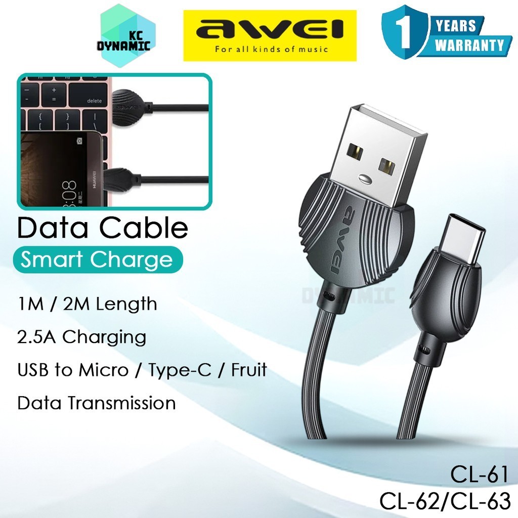 Awei CL-61 Data Cable Smart Charge Cable Awei CL-62 2.4A Charging Cable ...