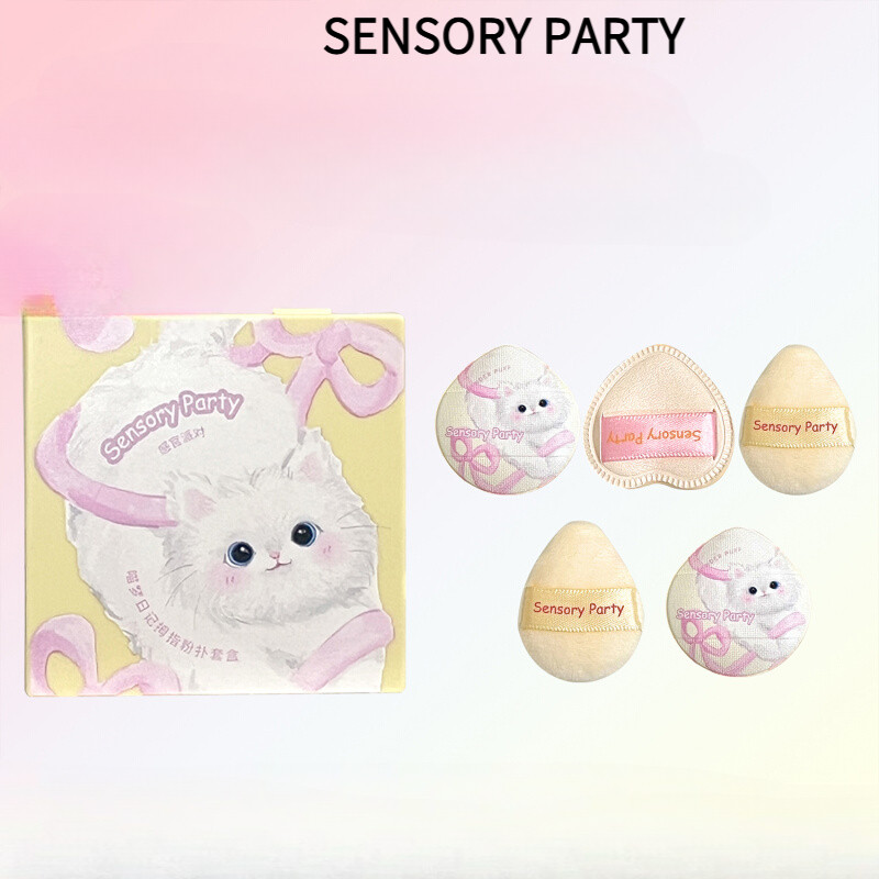 SENSORY PARTY Powder Puff Set Kitten Cute Thumb Puff Set Blush ...