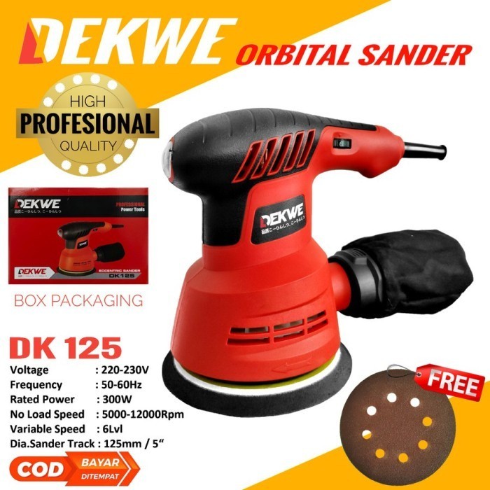 MESIN KAYU 5 Inch Round Orbital Sander Sanding Machine Dekwe Wall Polishing DK125/ Sanding ...