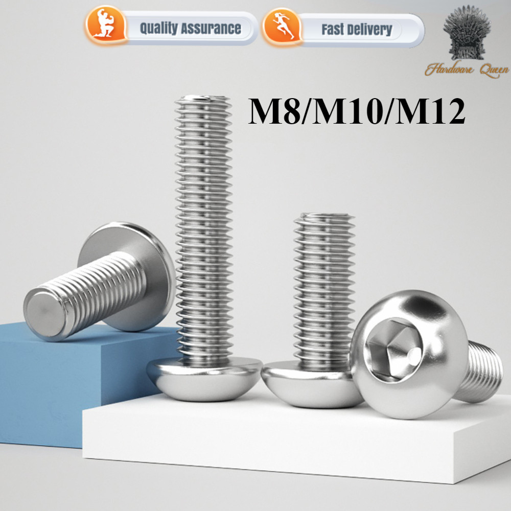 【N1QC2】Round Head Hex Hexagon Socket Screw Allen Bolt,304不锈钢加长螺栓螺钉,M8/M10/M12 ，公制，多种长度，家具螺丝 ...