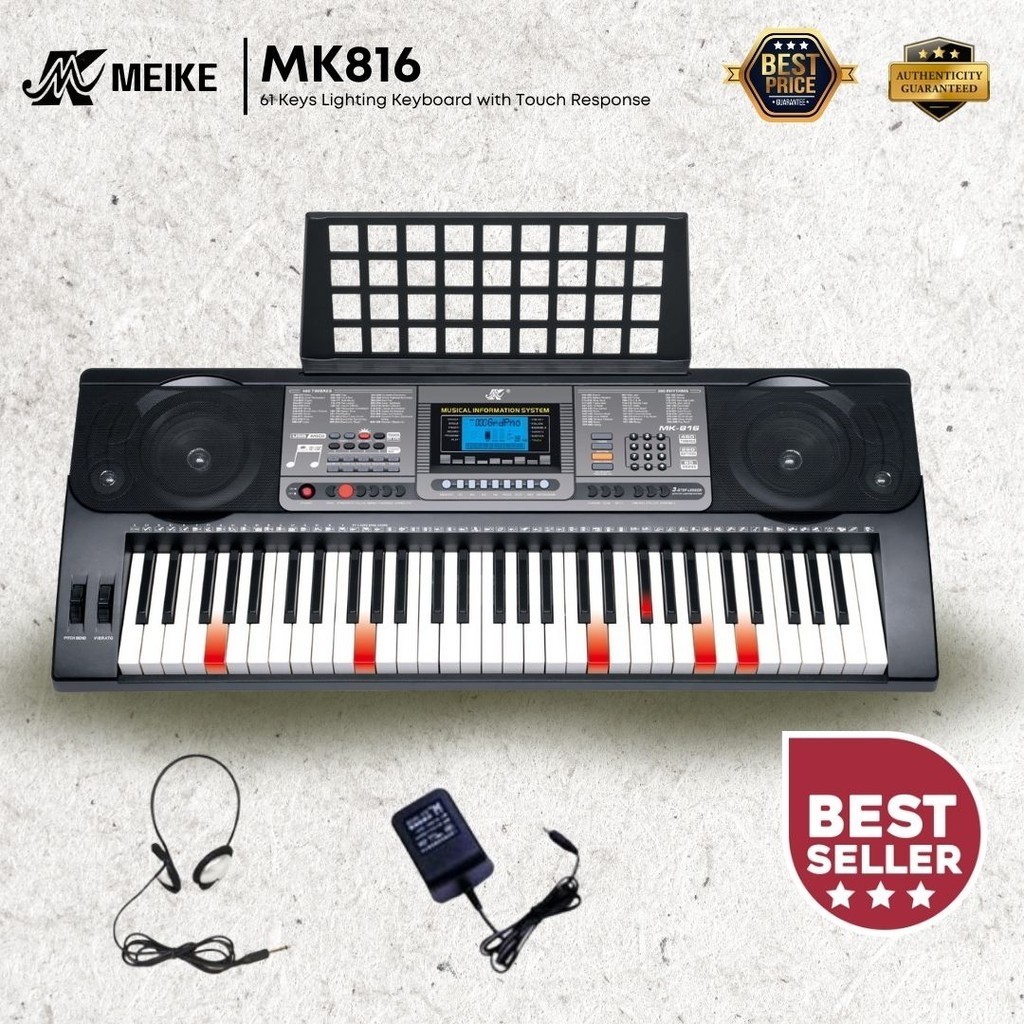 Meike MK816 61-key Portable Lighting Keyboard Piano with Touch-response ...