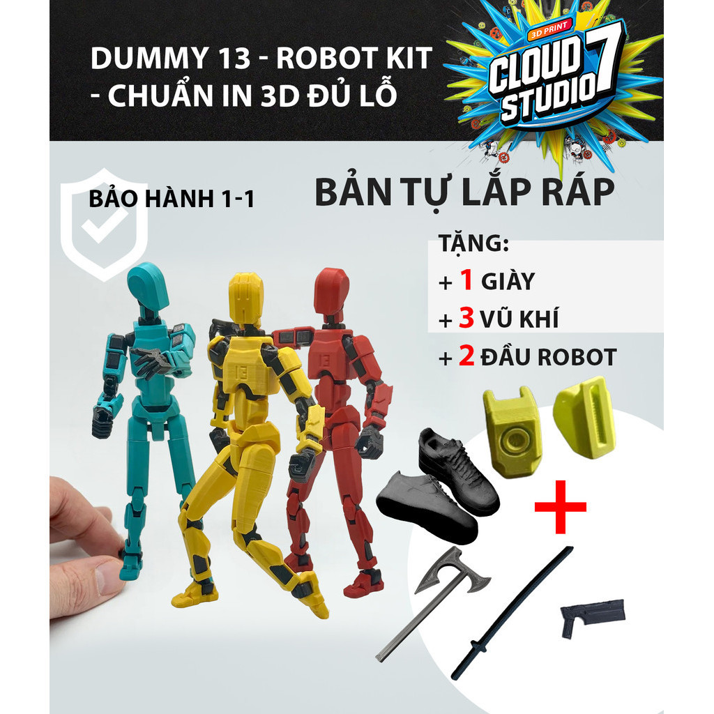 DUMMY 13 SELF-ASSEMBLY Kit model, 3D printed with full moving joints, 1 ...