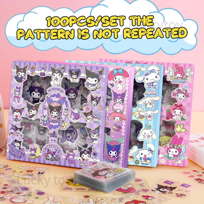 【Ready Stock 🇲🇾】100pcs/Set Kuromi Sticker Box For Kids Girls Sanrio ...