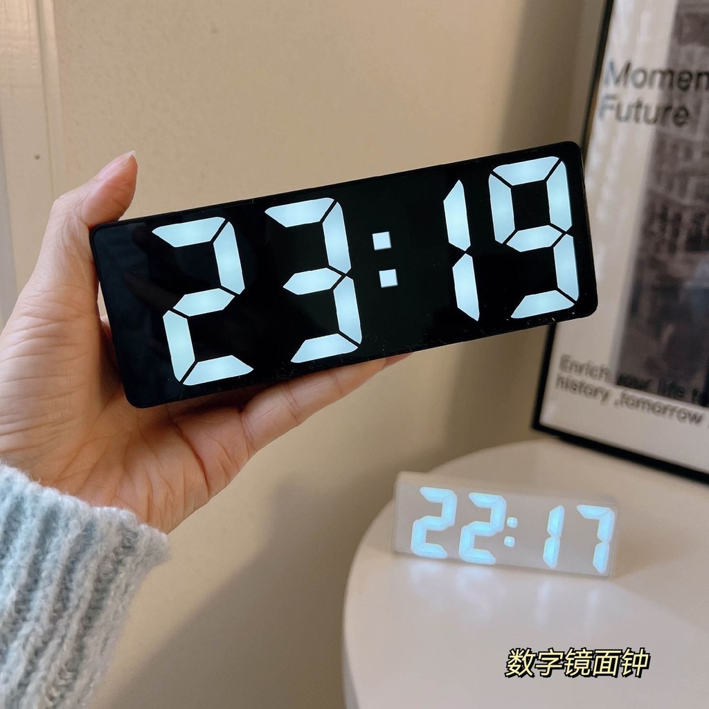 Jam cermin yang dipimpin, jadual jam komputer meja, alat letak barang ...