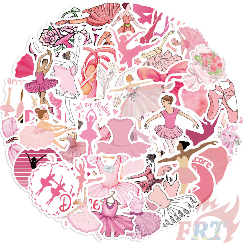50Pcs/Set Pink Ballet . Dance Art Series 01 Stickers Fashion DIY ...
