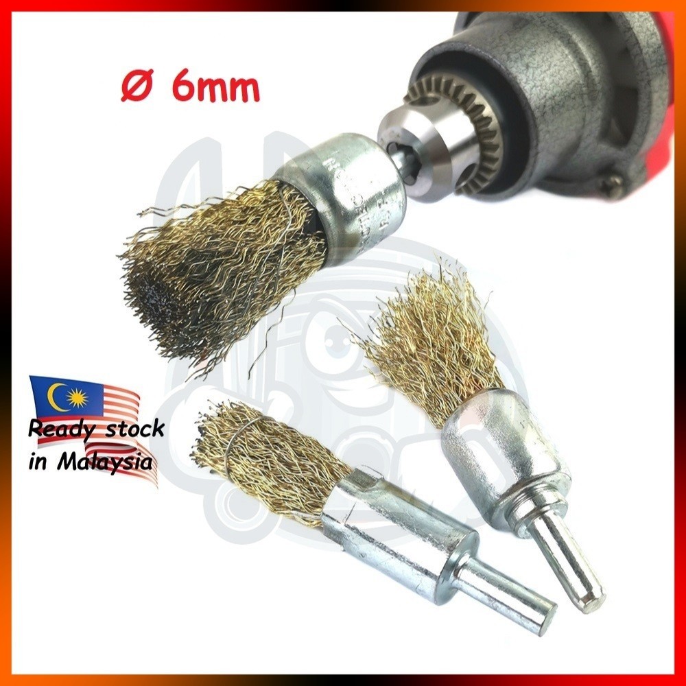 1pcs 6mm Copper Brass Wire Brush Burr Grinding Head Grinder Burr ...