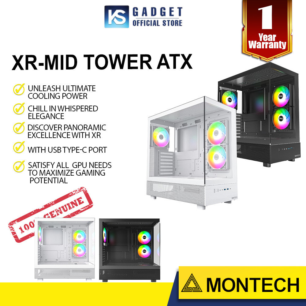 MONTECH XR - Mid Tower ATX PC Case With USB Type-C Port & 3 x 120mm ...
