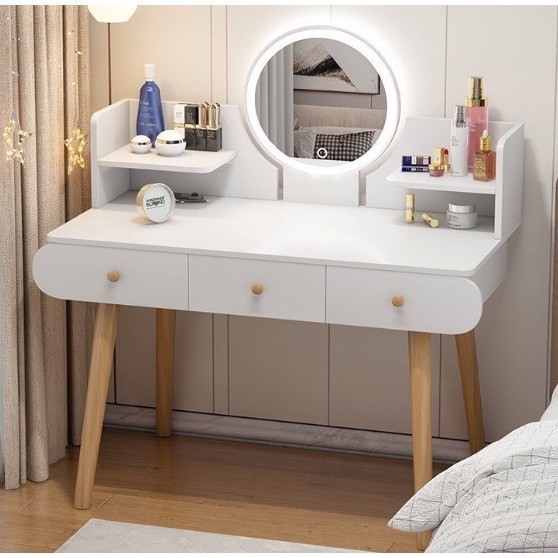 KitchenV Makeup Table Multipurpose Dressing Table with LED Mirror Meja ...