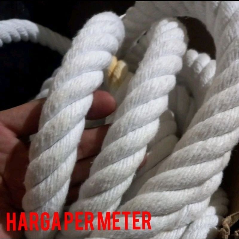 PUTIH KATUN 1 Meter Mine Rope Size 24mm 26mm Price Per Meter Curlon Large White Cotton Fabric ...