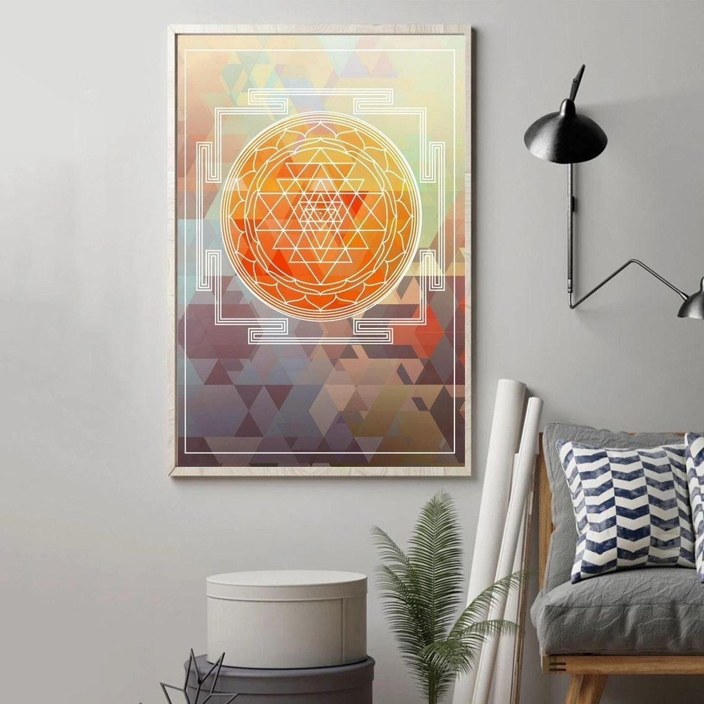 Poster Simbol Hindu Sri Yantra Cetakan Gambar Kanvas - Seni Geometri ...