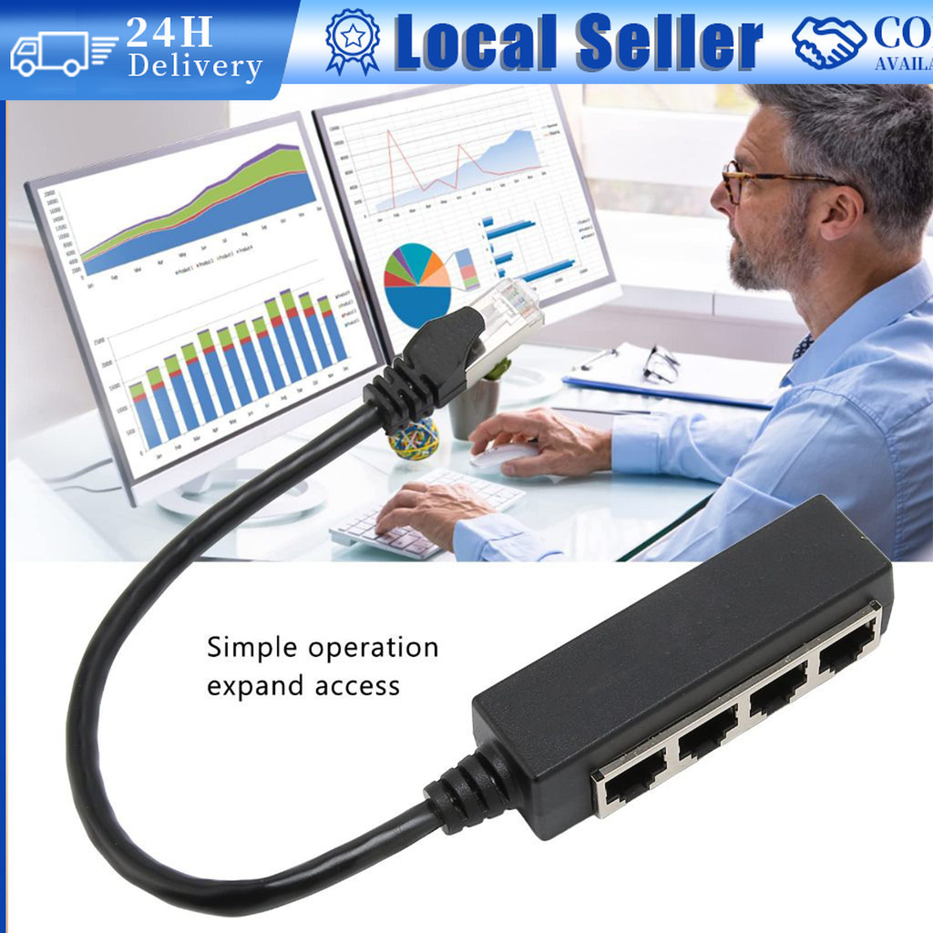 1PC RJ45 Ethernet Splitter 1 Male to 2/3/4 x Female 0.3m LAN Cable ...