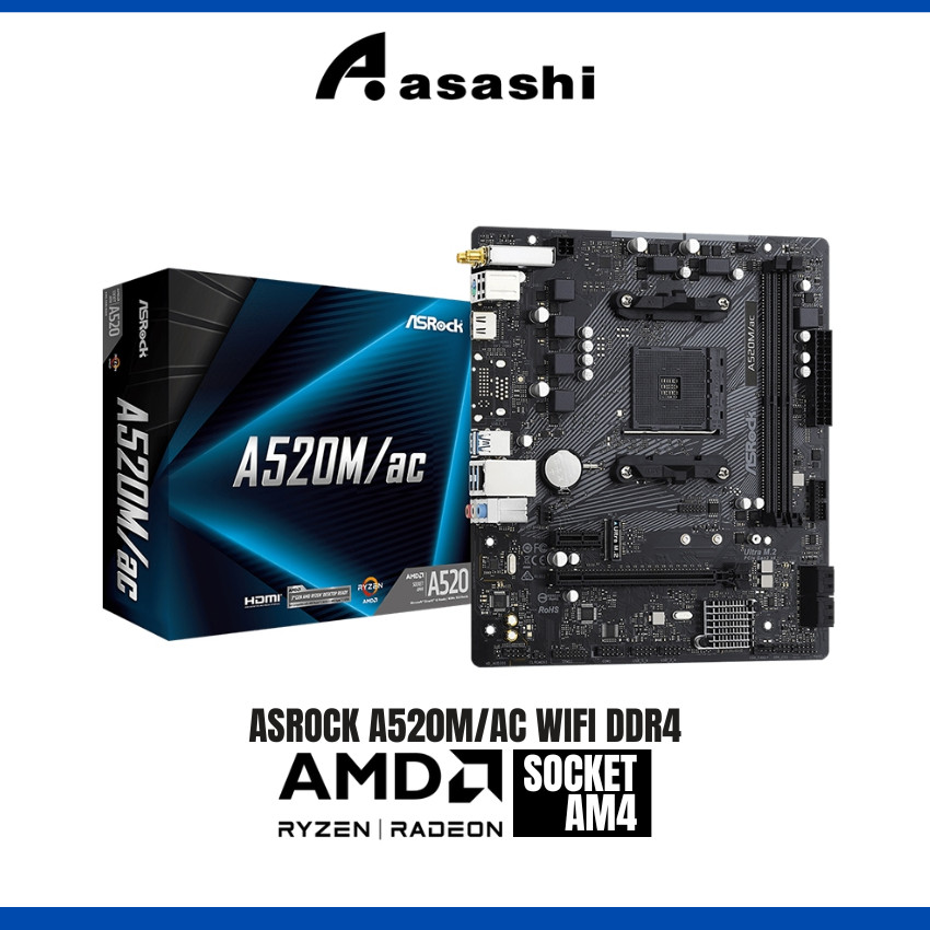 ASROCK A520M/AC Wi-Fi Micro ATX mATX AMD Motherboard | AMD AM4 Socket ...