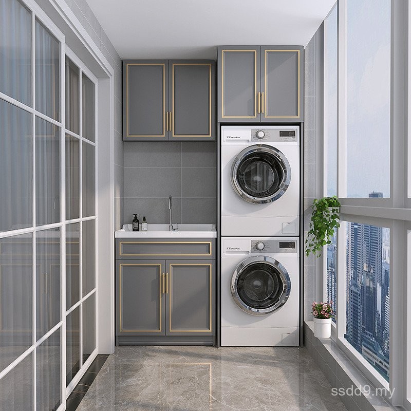Mesin basuh berganda, kabinet kombinasi mesin pengering, balkoni ...