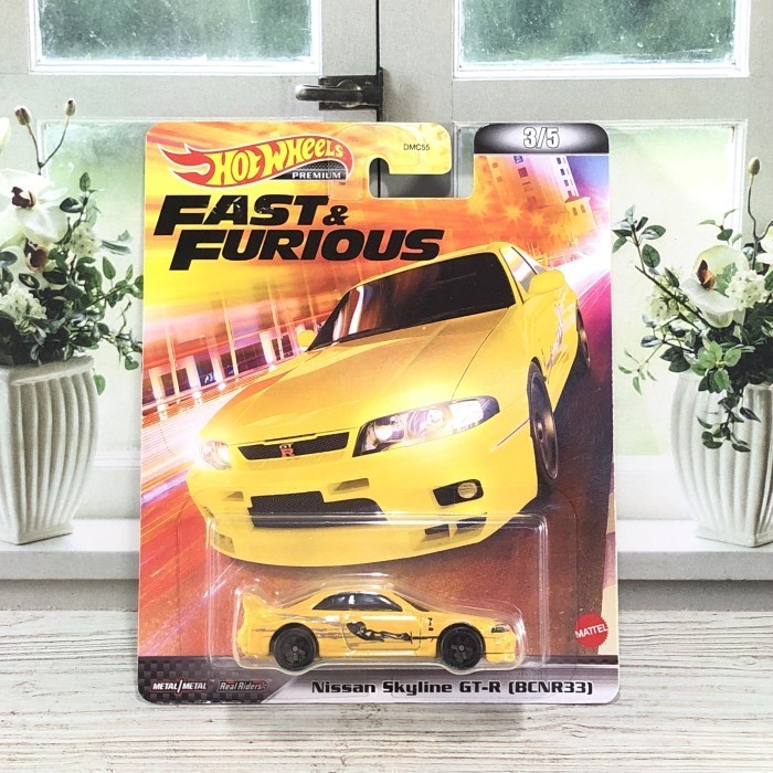 Hot WHEELS PREMIUM NISSAN SKYLINE GTR R33 YELLOW FAST FURIOUS YELLOW ...