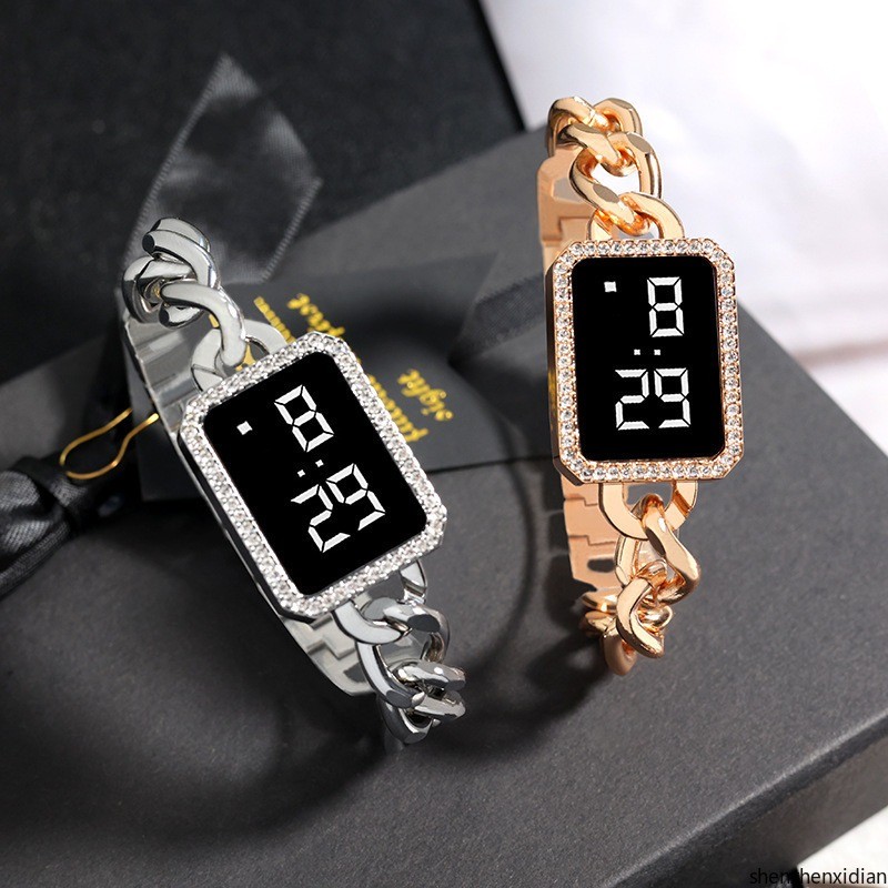 Fashionable Small Size Square Shape Crystal Bezel Large White Digit ...