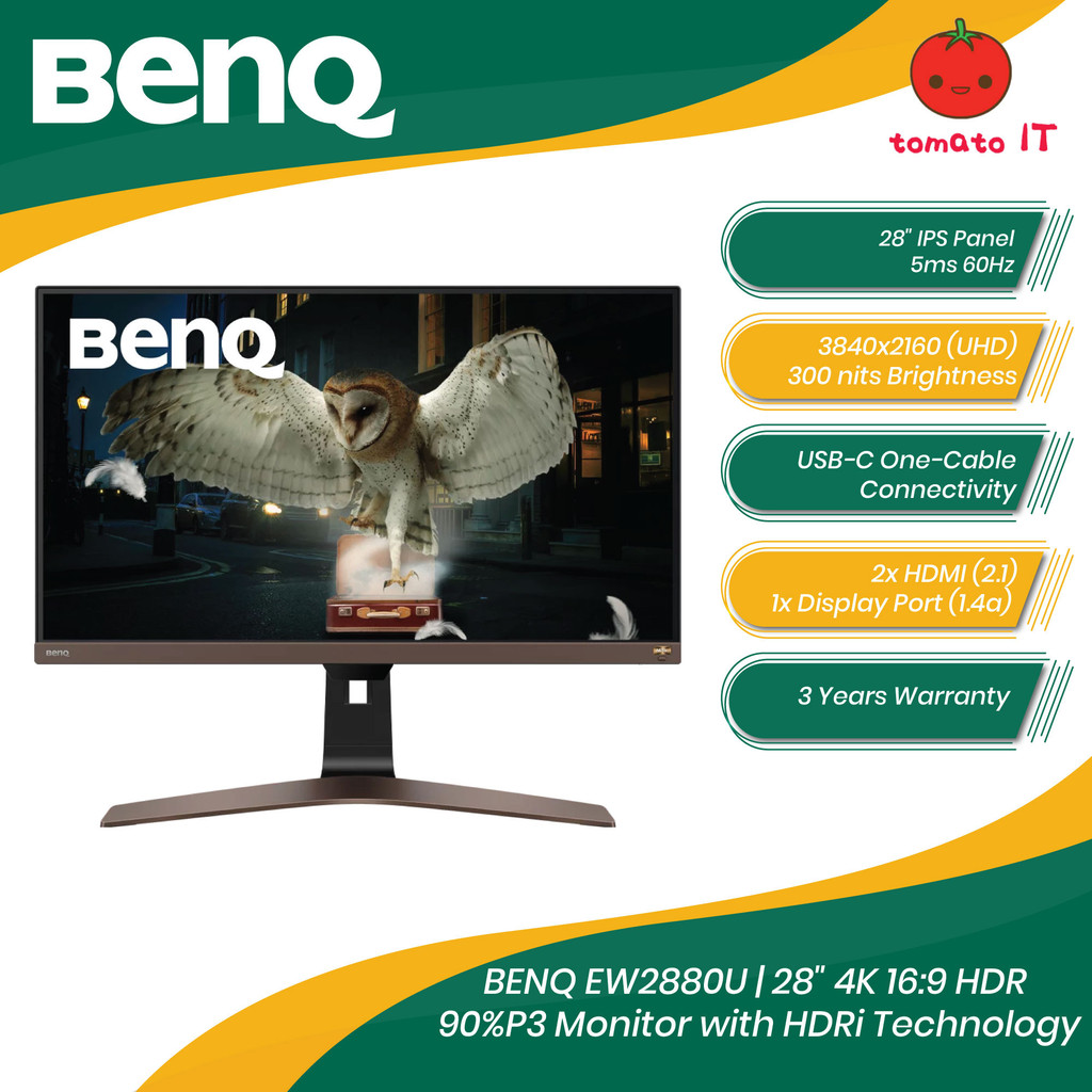 BENQ EW2880U | 28" 4K 16:9 HDR 90%P3 Monitor with HDRi Technology ...